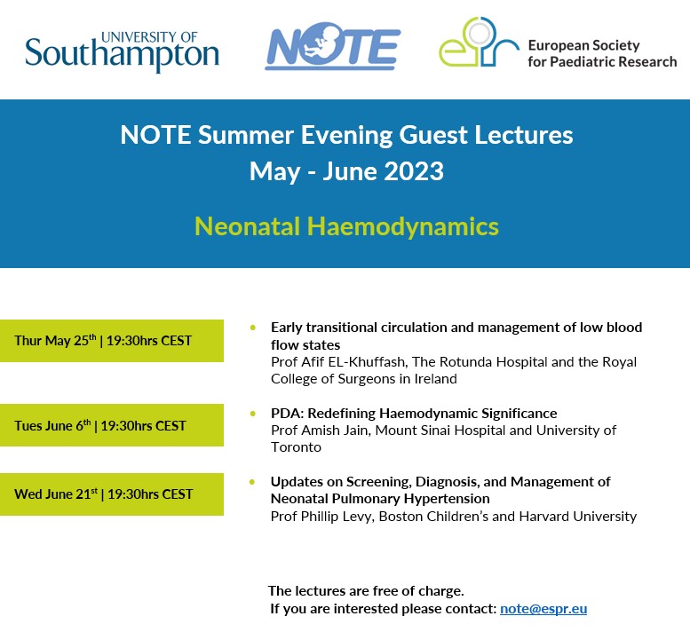 NOTE - European Society for Paediatric Research