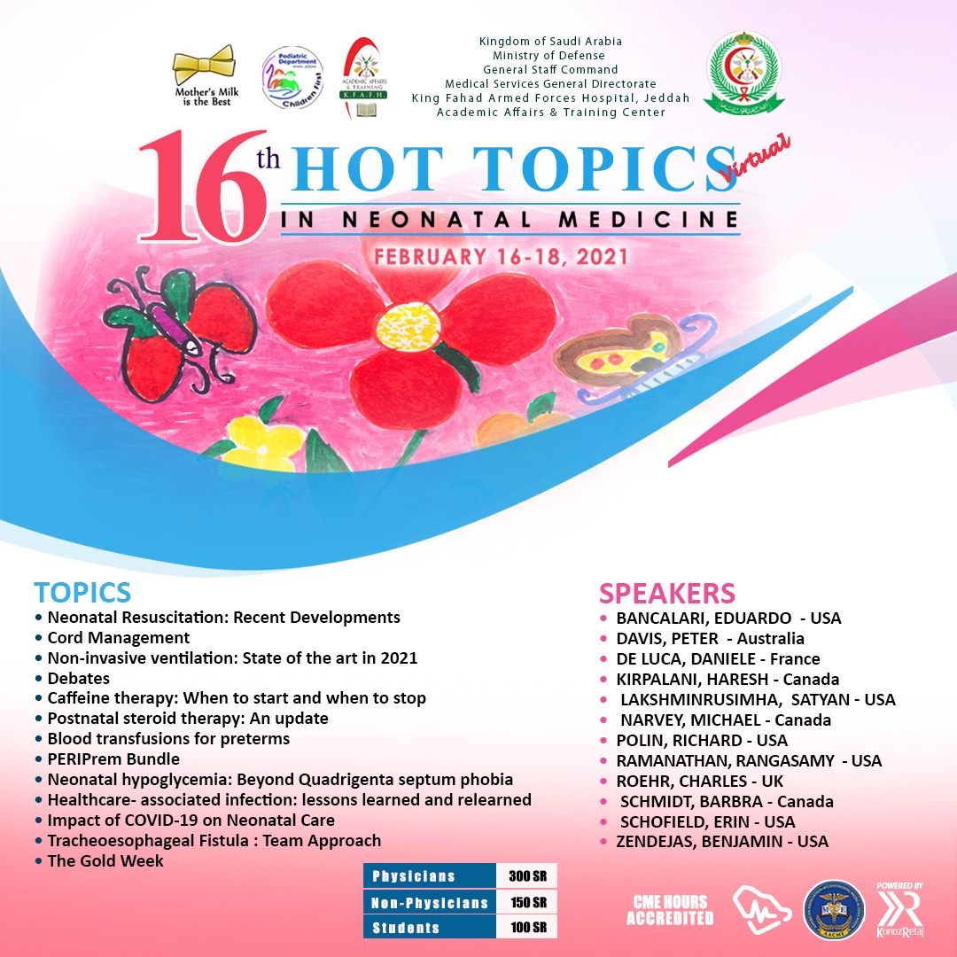 16th Hot Topics in Neonatal Medicine on 16-18 February 2021 - European ...